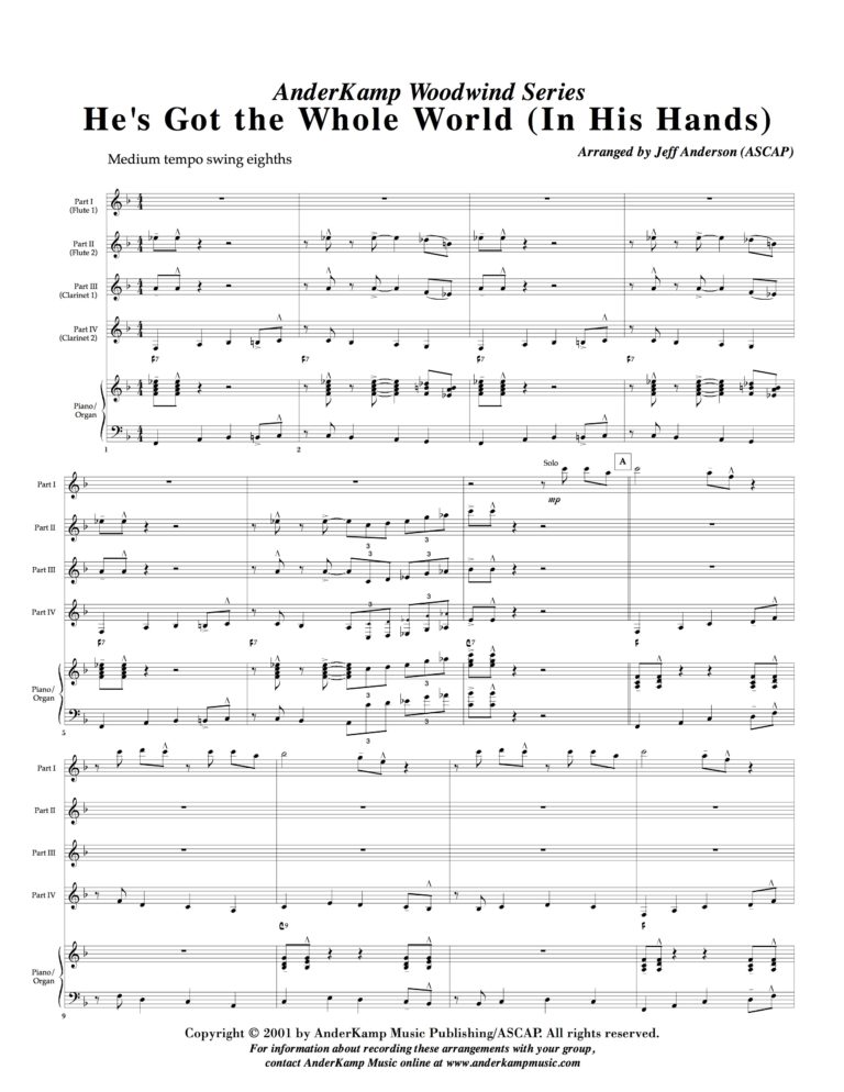 He’s Got the Whole World-woodwind ensemble - AnderKamp Music